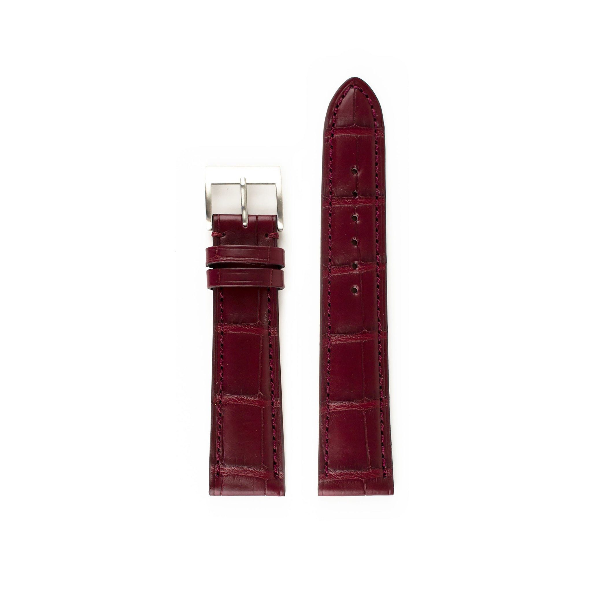 Burgundy Alligator Square Scale Watch Strap