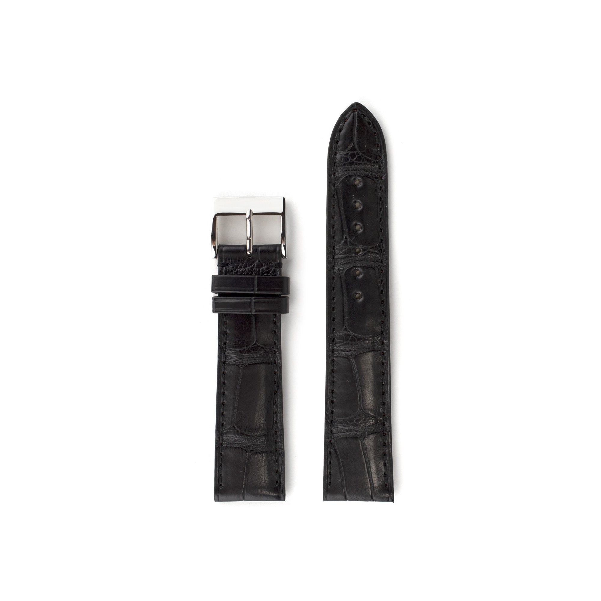 Black Alligator Square Scale Watch Strap